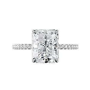 JEWELERYIUM 5.0 CT Radiant Cut, Colorless Moissanite Engagement Ring, Wedding/Bridal Ring Set, Solitaire Halo Style, Solid Sterling Silver Vintage Antique Anniversary Promise Rings Gift for Her (7.5)
