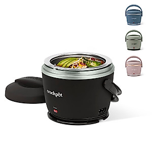 Crock-Pot Large 8 Quart Programmable Slow Cooker with Auto Warm Setting and Cookbook, Black Stainless Steel & Electric Lunch Box, Portable Food Warmer for On-the-Go, 20-Ounce, Black Licorice