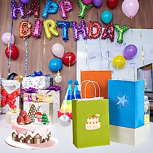 RACETOP 32 Pack Small Paper Gift Bags with Handles, 5.8"×3.2"×8.25" Kraft Paper Party Favor Bags Bulk for Kids Birthday, Baby Shower, Crafts, Wedding, Party Supplies (8 Colors)