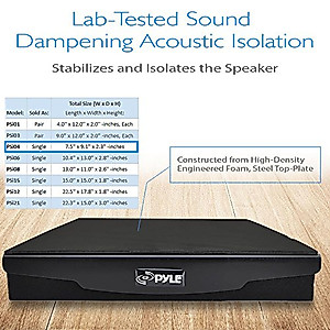 Pyle Sound Dampening Speaker Riser Foam - Audio Acoustic Noise Isolation Platform Pads Recoil Stabilizer w/ Rubber Base Pad For Studio Monitor, Subwoofer, Loud Speakers - PSI04 (7.5 x 9.1 x 2.3 Inch)