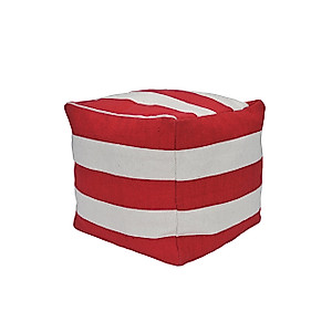 Urban Shop Striped Square Pouf, Red