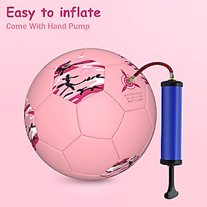PP PICADOR Soccer Ball Size 4, Kids Soccer Balls for Youth Girls Boys Child Teen Age 4-8 8-12 Outdoor Training Gift with Pump(Camouflage Pink)