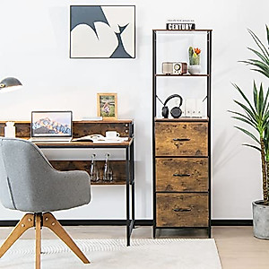 Giantex 6 Tier Storage Cabinet, 61.5” Tall Storage Rack Storage Bookshelf w/Folding Drawers, Shelves, Steel Frame, Anti-toppling Device, Dresser for Bedroom, Living Room, Entryway Display Cabinet(1)