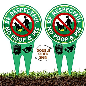 Be respectful dog sign, double sided sign, no pooping dog sign, Stay clean, Keep off grass sign