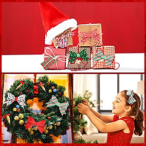 12 Pieces Christmas Faux Leather Sheets Plaid Check Printed Synthetic Leather Sheet Snowflake Pattern Faux Leather Fabric Sheet for DIY Christmas Earrings Bows Craft Making (Fresh Style)