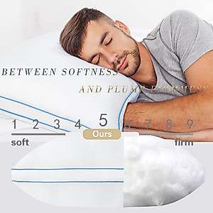 Bedufsar Bed Pillows for Sleeping, King Size Pillows Hotel Quality Set of 2, Firm and Supportive Gusseted Pillows for Side and Back Sleepers, Cooling Down Alternative Fluffy and Soft Pillow (20x34 in)