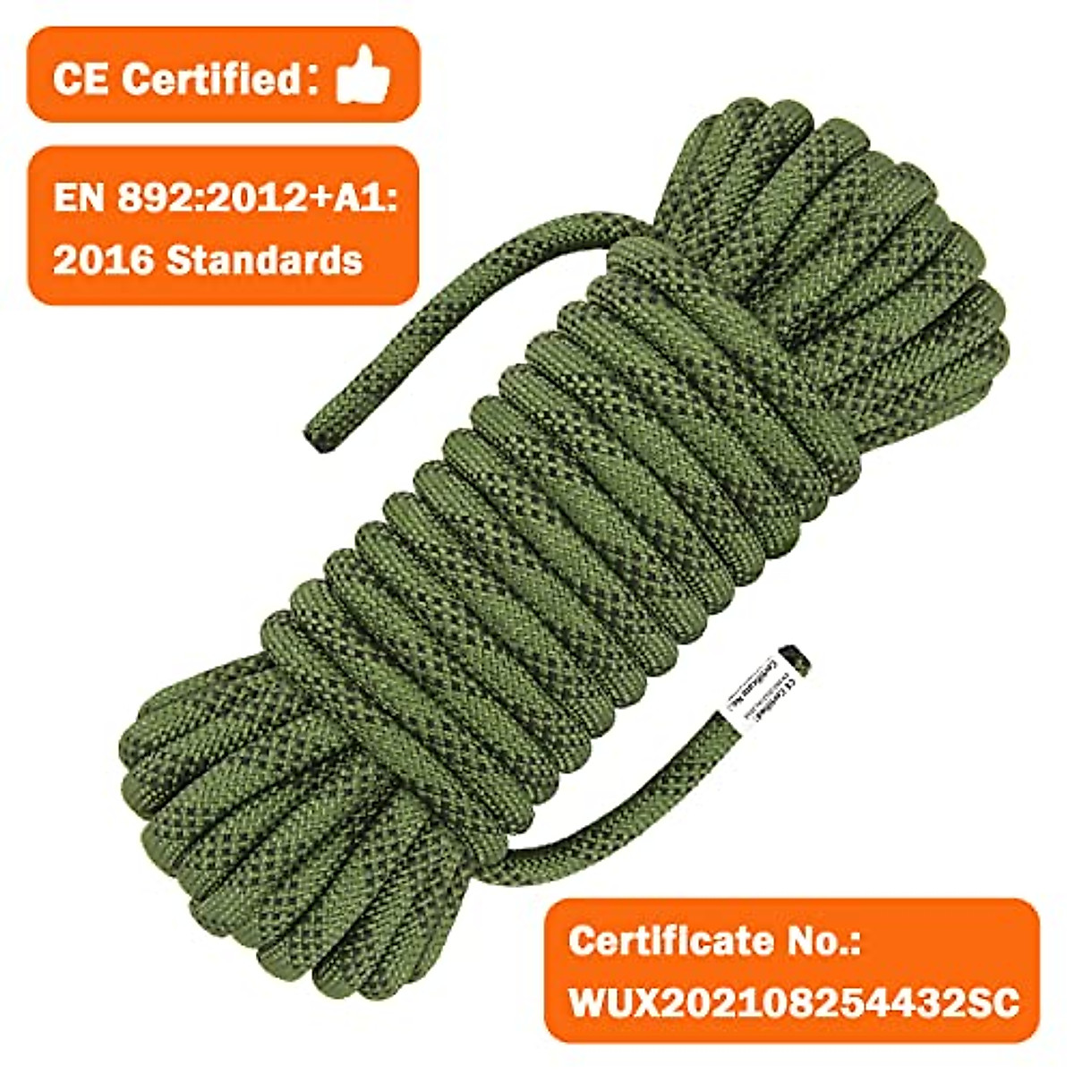 AOLEBA 10.5 mm Static Climbing Rope 10M(32ft) 20M(64ft) 30M(96ft) 50M(160ft) 70M(230ft) Outdoor Rock Climbing Rope, Escape Rope Ice Climbing Equipment Fire Rescue Parachute Rope
