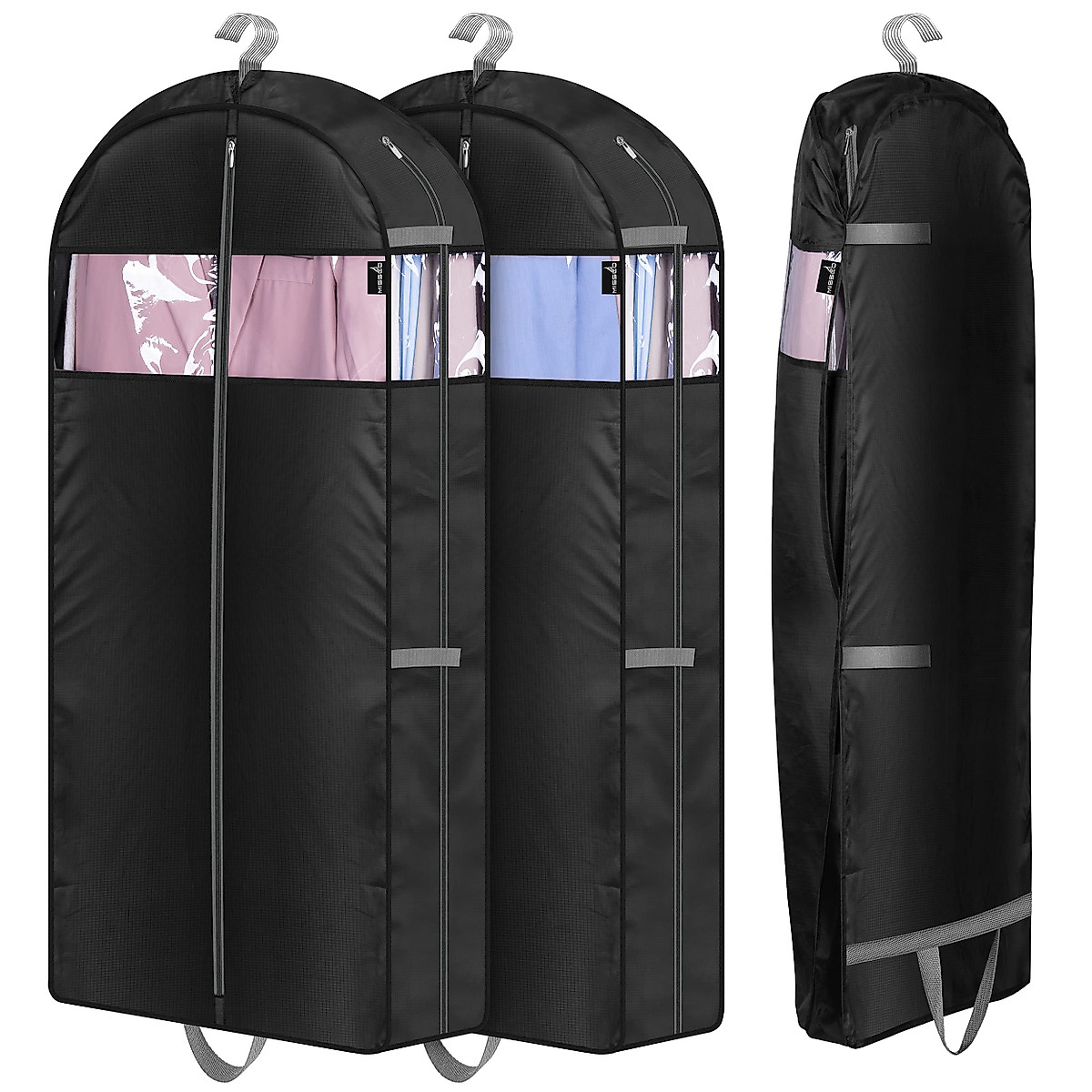 MISSLO 10" Gusseted Garment Bags for Hanging Clothes Compression 43" Suit Bags for Closet Storage Space Saver Clothes Bags for Travel Suit Cover Bags, 3 Packs