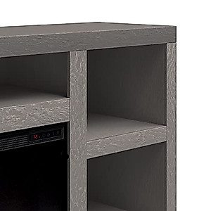 Bridgevine Home Driftwood Fireplace TV Console, 84 inches, Accommodates TVs up to 95 inches, Fully Assembled, Wire Brushed Oak Solid Wood, Driftwood Finish