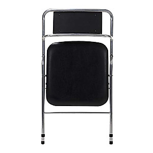 COSCO Stylaire Vinyl Padded Folding Chair, 4-Pack, Silver