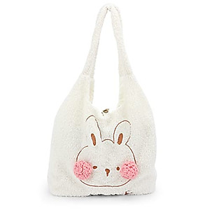 KUANG! Teddy Plush Shoulder Handbag Purse Cute Bear Fluffy Hairball Tote Plush Handbag Faux Lambs Wool Large Shopping Bag