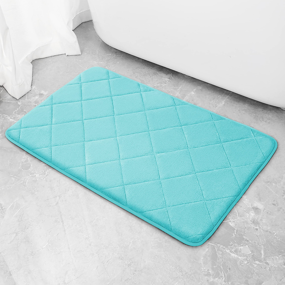 chakme Memory Foam Bath Mat 17" X 24", Super Soft Absorbent Bathroom Mats, Non Slip Bathroom Rugs, Machine Washable Bath Rugs for Bathroom Floor, Teal