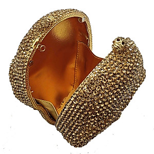 Boutique De FGG Golden Skull Crystal Clutch Purse Women Rhinestone Evening Handbags Party Prom Halloween Clutch Bag, Mini