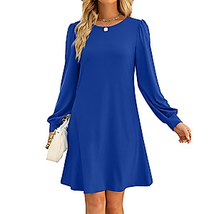 Aloodor Christmas Dresses 2023 Long Sleeve Crewneck Midi Dresses Fall Outfits Party Dress Green L