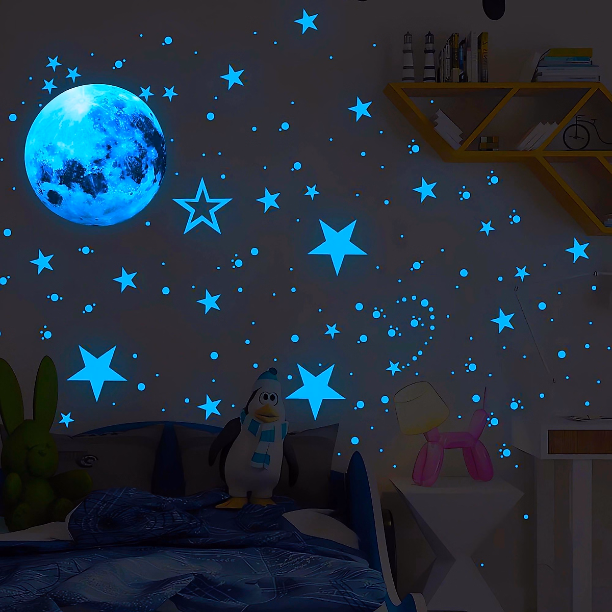 Glow in The Dark Stars Wall Stickers,Glowing Stars for Ceiling and Wall Decals,1049 Pcs,Ceiling Stars Glow in The Dark,Perfect for Kids Bedding Room,Play Room,Living Room,Wall Decorations,Baby Room