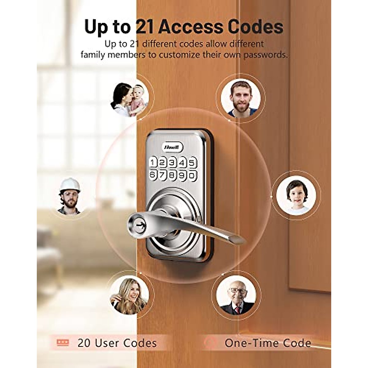 Keyless Entry Door Lock with Handle, Zowill Electronic Keypad Deadbolt Door Locks Handle Lever, Front Door Lock Set, Digital Door Lock, Auto-Locking, Anti-peep Code Door Handle Lock, Satin Nickel