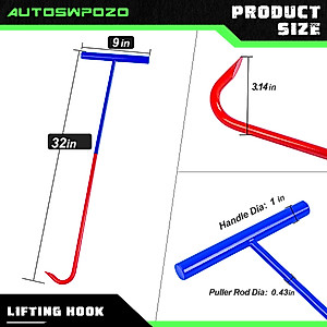 AUTOSwpozo Lifting Hook, 32" Solid Steel Chrome Plated Manhole Cover Hook, Heavy Duty Single Hook for Lifting and Moving, Large Handle Utility Handy Hook Lifting Tool (Single Hook)