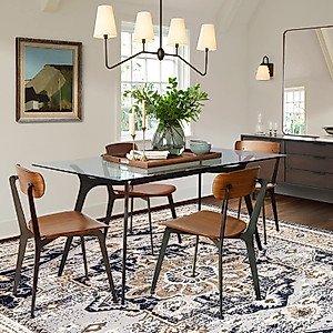 VK VK·LIVING Machine Washable Rug 5'x7' Vintage Design Washable Area Rugs with Non Slip Rugs for Living Room Bedroom Traditional Woven Rug Carprt Stain Resistant, Dining Office Boho Rug, Brown&Black