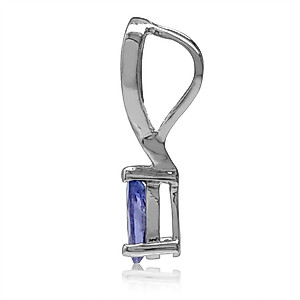 Silvershake Petite Genuine Tanzanite White Gold Plated 925 Sterling Silver Drop Pendant