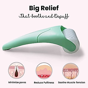 ROSELYNBOUTIQUE Ice Roller for Face Facial Tools Skin Care Set - Self Care Gifts for Women Cryotherapy Kit Reduce Wrinkles Puffiness Aging (Green)