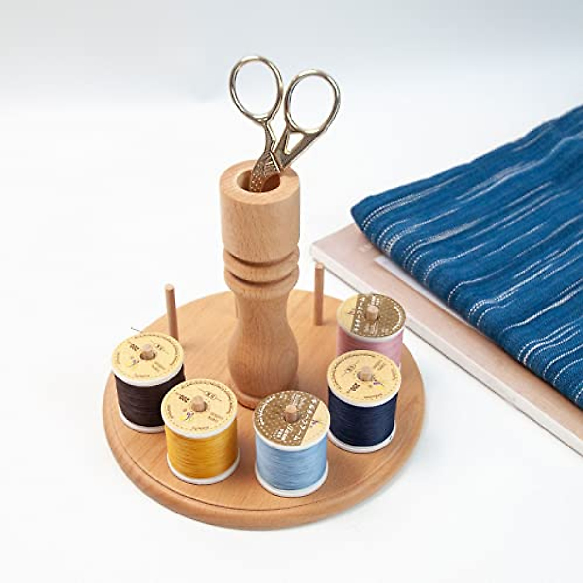 YWNYT Wood Yarn Holder, 8-Spools Wooden Spinning Yarn & Thread Holder Sewing and Embroidery Thread Rack and Organizer Knitting Embroidery Accessory Gift