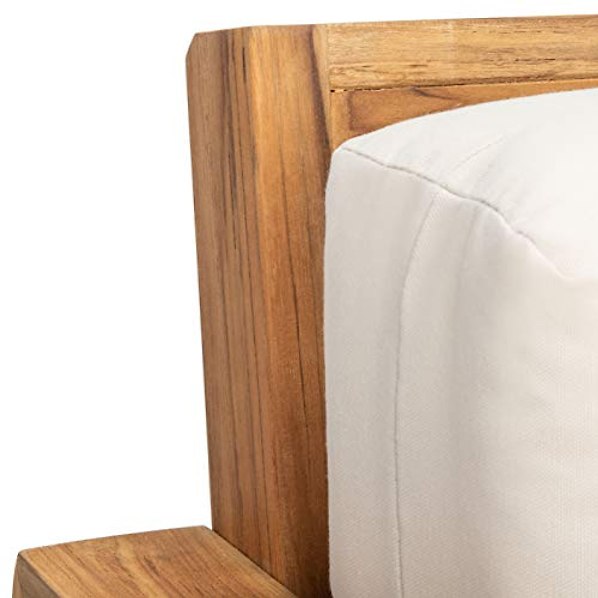 Safavieh CPT1010A Couture Curacao Brazilian Teak Outdoor 3-Seat Patio Sofa, Natural/White