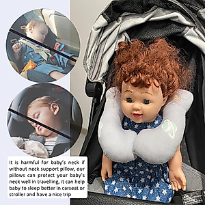 Wedfull Baby Neck Pillows, Comfortable Baby Travel Head Neck Support Pillow for Car Seat Stroller Pushchair, Soft PP Cotton for 6-36 Months Toddler Infant Newborn, Cloud