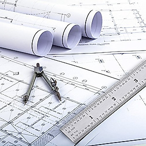 eBoot 2 Pack Stainless Steel Ruler Machinist Engineer Ruler, Rigid Metal Ruler with Inch Graduations 1/8, 1/16, 1/32, 1/64 Inch for Engineering, School, Office, Architect, and Drawing, 6 Inch