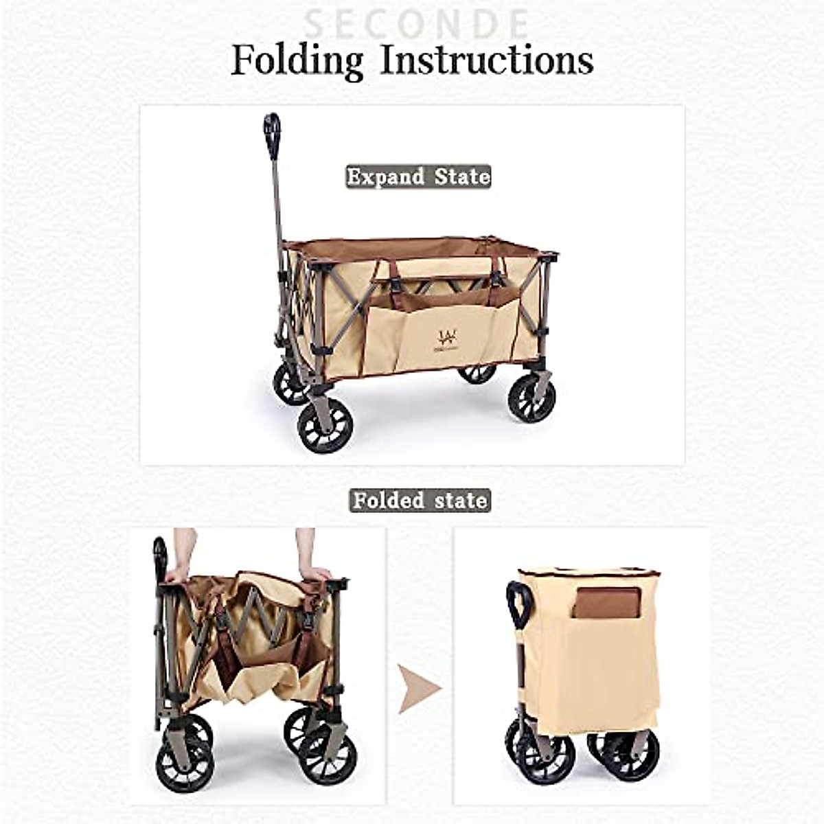 Whitsunday Folding Collapsible Utility Camping Park Cart - Heavy Duty Outdoor Park Beach Cart, Grocery Wagon for Camping, Sports, Shopping