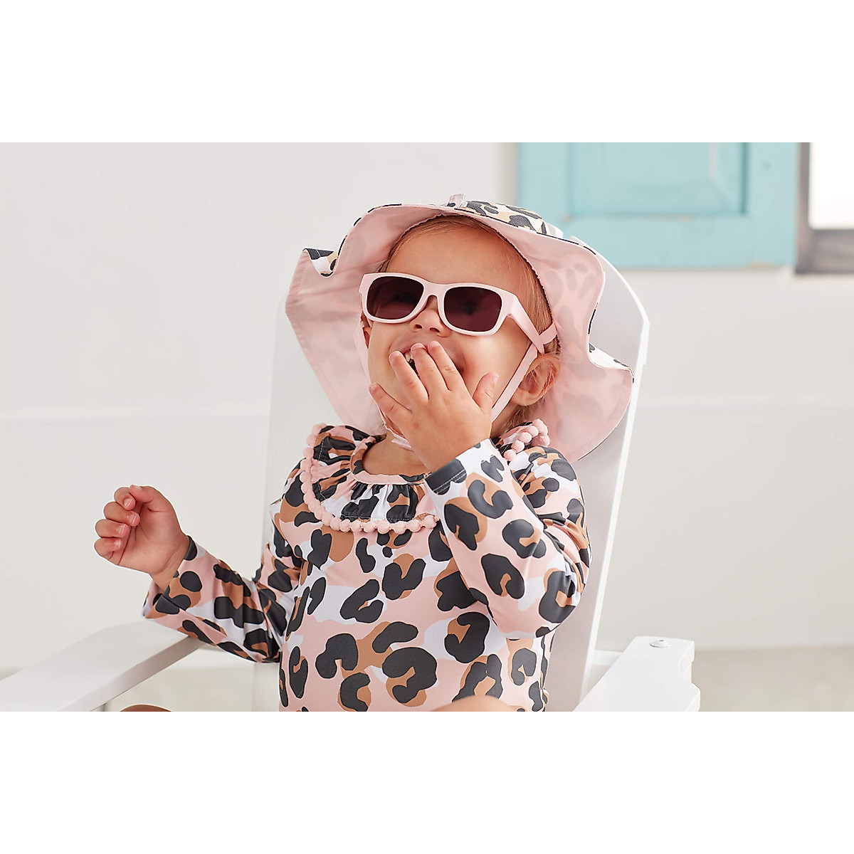 Mud Pie Baby Girls' Leopard Sun HAT and Glasses, 6-18 Months