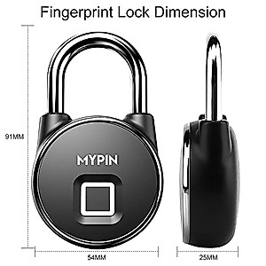 Fingerprint Padlock, Smart Keyless Bluetooth Lock APP/Fingerprint Unlock Anti-Theft Door Luggage Case Lock for Android iOS System Suitable for Gym, Backpack, School, Fence and Storage