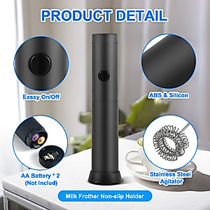 YIMICE Milk Frother for Coffee, Handheld Foam Maker for Lattes, Cappuccino, Frappe, Black