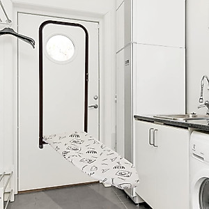 Seiritex Over The Door Ironing Board Cover 13 x 37 inch, Small Iron Board Cover w Heat Reflective 3 Layers Thick Padding with Hook and Loop Fasteners (White)