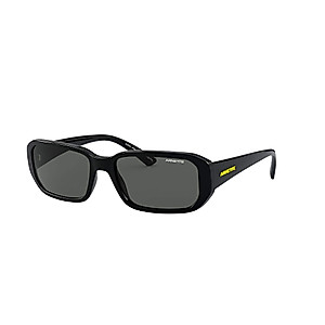 ARNETTE Unisex Sunglasses Shiny Black Frame, Dark Grey Lenses, 55MM