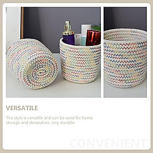 Alipis desktop storage basket toy storage bins with lids woven rope storage baskets Small Desktop Storage baskets with lids woven key baskets white Woven Basket child cotton rope Rattan