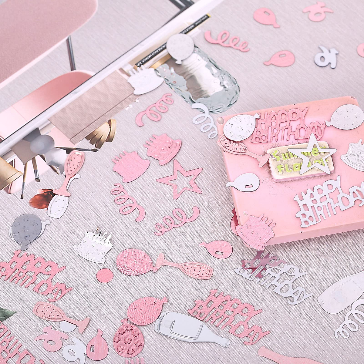 16th Birthday Confetti Rose Gold Number 16 Happy Birthday Party Confetti Metallic Foil Balloon Star Birthday Cake Table Scatter Confetti for 16 Birthday Party Anniversary Celebration Decorations