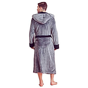 Soft Touch Linen Men’s Full-Length Warm and Plush Hooded Fleece Bathrobe