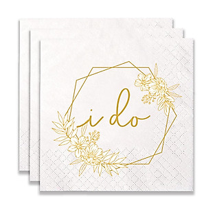 100 Pack of I Do Paper Napkins for Wedding Engagement Party Bridal Shower Decoration