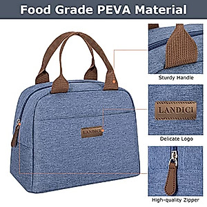 LANDICI Lunch Bag for Women Men Insulated Lunch Box Containers for Adult,Portable Lunchbox Reusable Small Cooler Lunch Tote Bags for Work Office Travel Picnic, Blue