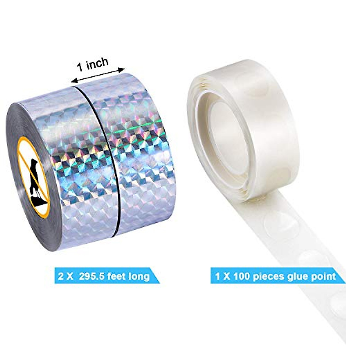 TooDeal 2PCS Bird Scare Repellent Flash Tape Holographic Deterrent Devices for Pigeon - Repellant Products to Prevent Birds from Hitting Windows/House - Reflective Ribbon