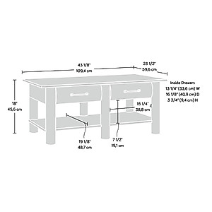 Sauder Boone Mountain Coffee Table, L: 43.07" x W: 23.47" x H: 17.95", Rustic Cedar Finish