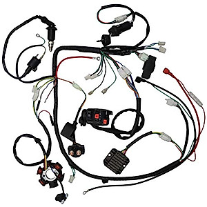 OTOHANS AUTOMOTIVE Complete Wiring Harness kit Electrics Wire Loom Assembly with Full Copper Wire for GY6 4-Stroke Four Wheelers Engine Type 125cc 150cc Pit Bike Scooter ATV
