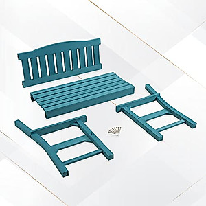 ACUEL Garden Bench, Poly Lumber, 2-Person 50” Patio Bench for All-Weather, Rot-Proof Fade Proof Outdoor Bench for Yard Porch and Park (Blue)
