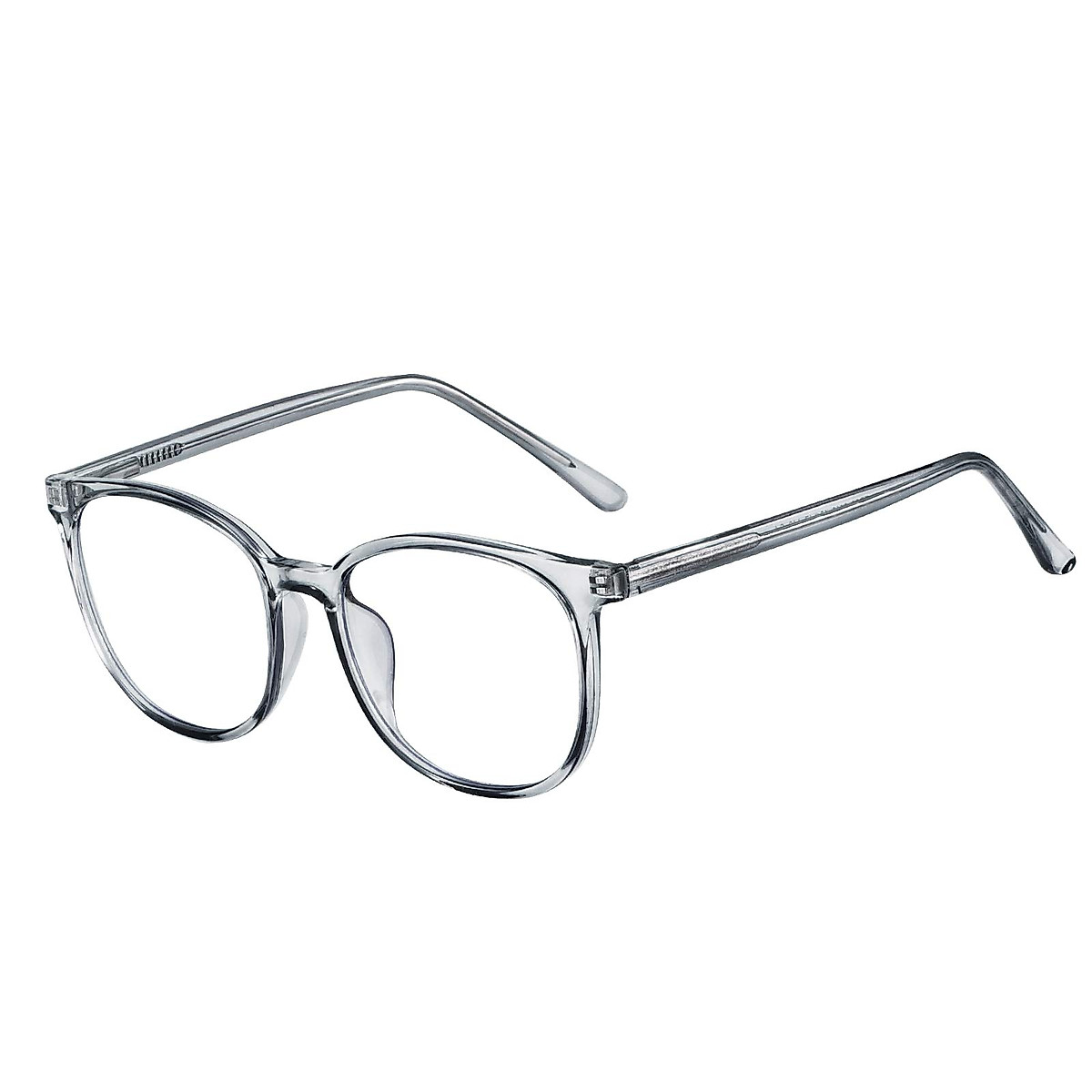 FONHCOO Blue Light Blocking Glasses Fashion Round TR90 Frame Transparent Eyewear Anti UV Blu-Ray Computer Glasses for Women Men (Grey)