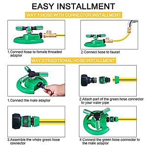 Hinastar Lawn Sprinkler, Automatic Garden Water Sprinkler, Upgrade 360 Degree Rotation Irrigation System, Large Area Coverage, Sprinkler for Yard, Lawn, Kids and Garden-1Pack（Light Green）