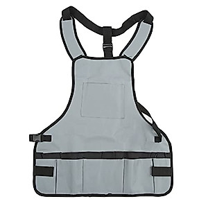 ENTHUSRI Garden Apron Oxford with Pockets Cloth Reusable Outdoor Barbecue BBQ Grill Apron for Men Women Gray