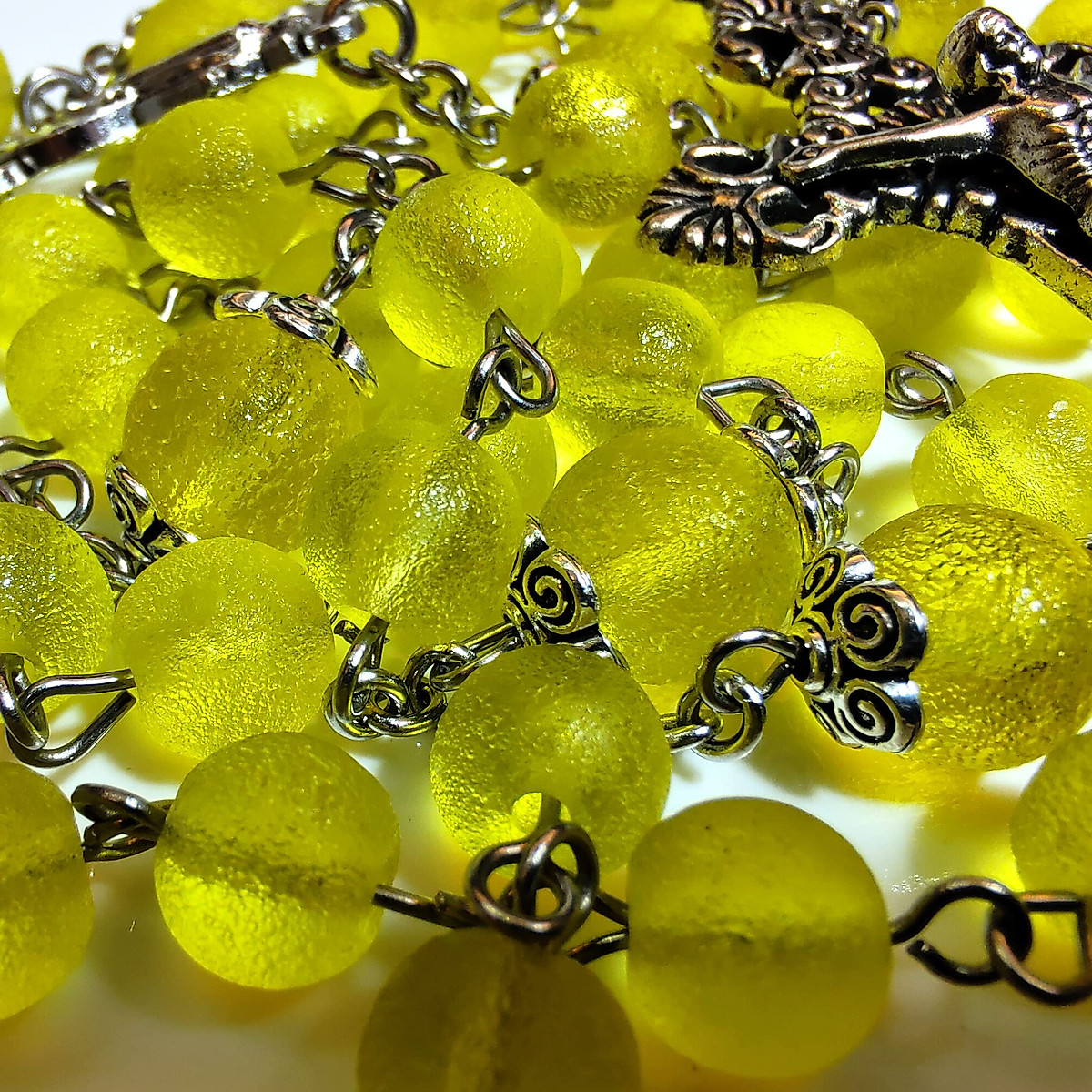 GeekTenet Rosary Beads Chaplet NL Artificial Crystal Rosery Cross Catholic Rosaries (Yellow)