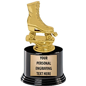 Crown Awards Roller Skates Trophies with Custom Engraving, 7.25" Personalized Roller Skating Trophy On Deluxe Round Base 5 Pack