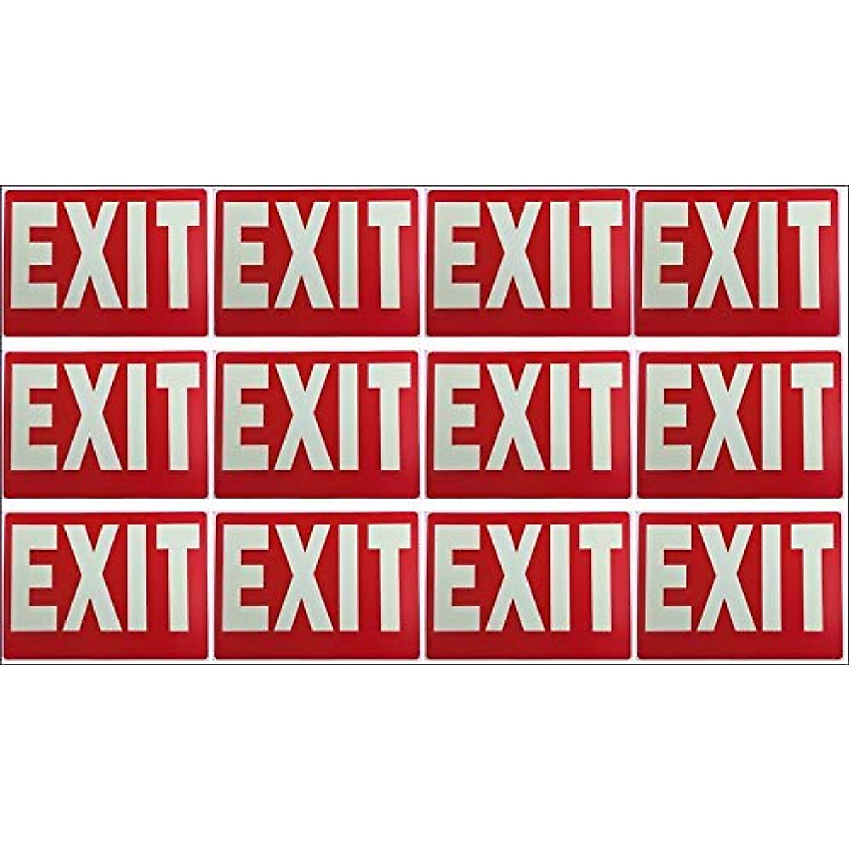 Exit Sign Glow-in-The-Dark Exit Sign, 12 by 9 Inches, Photoluminescent Glow In the Dark EXIT Sign, save energy eco friendly -12 Pack by cotton fly