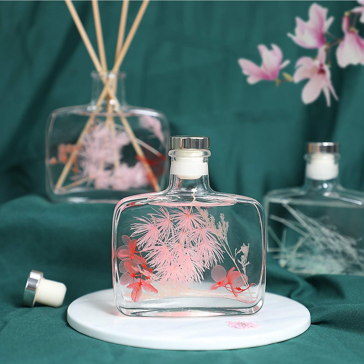 Reed Diffuser, Reed Diffuser Set, Scented Oil Diffuser wirh 6 Diffuser Sticks, Dried Flowers in The Bottle, Home Fragrance Room Office Decor, Birthday Gifts for Women